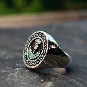 Scottish Thistle Signet Ring - Etsy