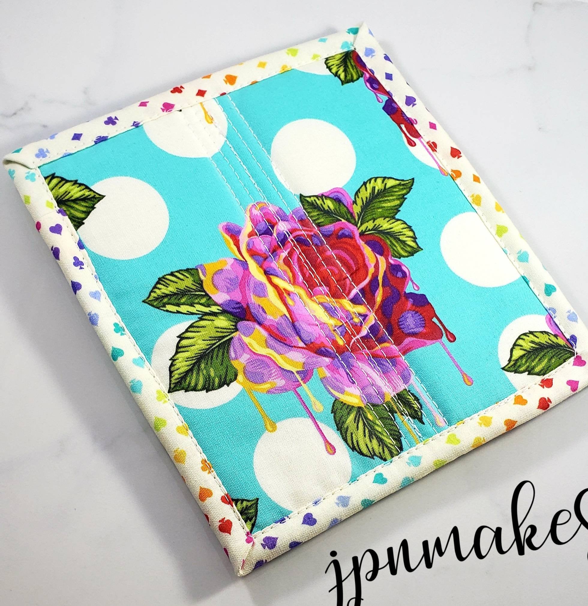 Tula Pink Curiouser Teal Roses Hold Tite Folio EPP Sewing Notions ...
