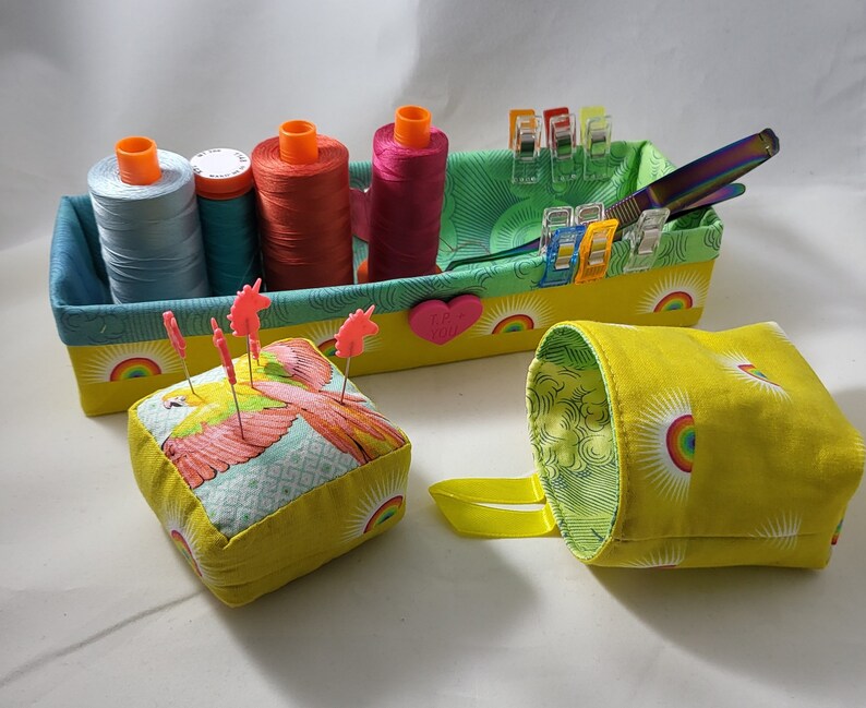 Tula Pink Yellow Birds Mini Maker Stations Chair Couch Caddy, Cross ...