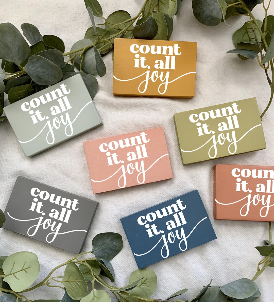 Inspirational Wood Sign, Mini Shelf Decor, Count It All Joy, Scripture ...