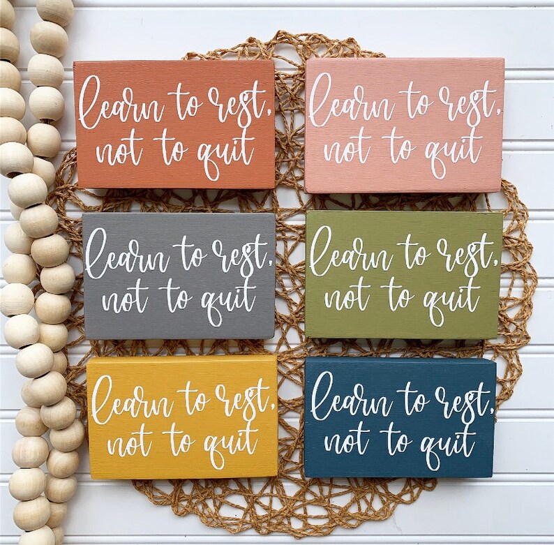 Learn to Rest Not to Quit Mini Wood Sign - Etsy