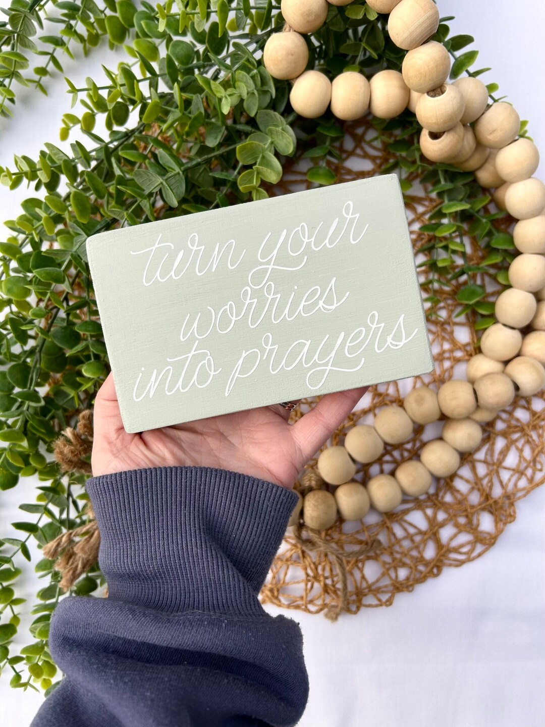 Turn Your Worries Into Prayers, Mini Wood Sign, Faith Home Decor ...