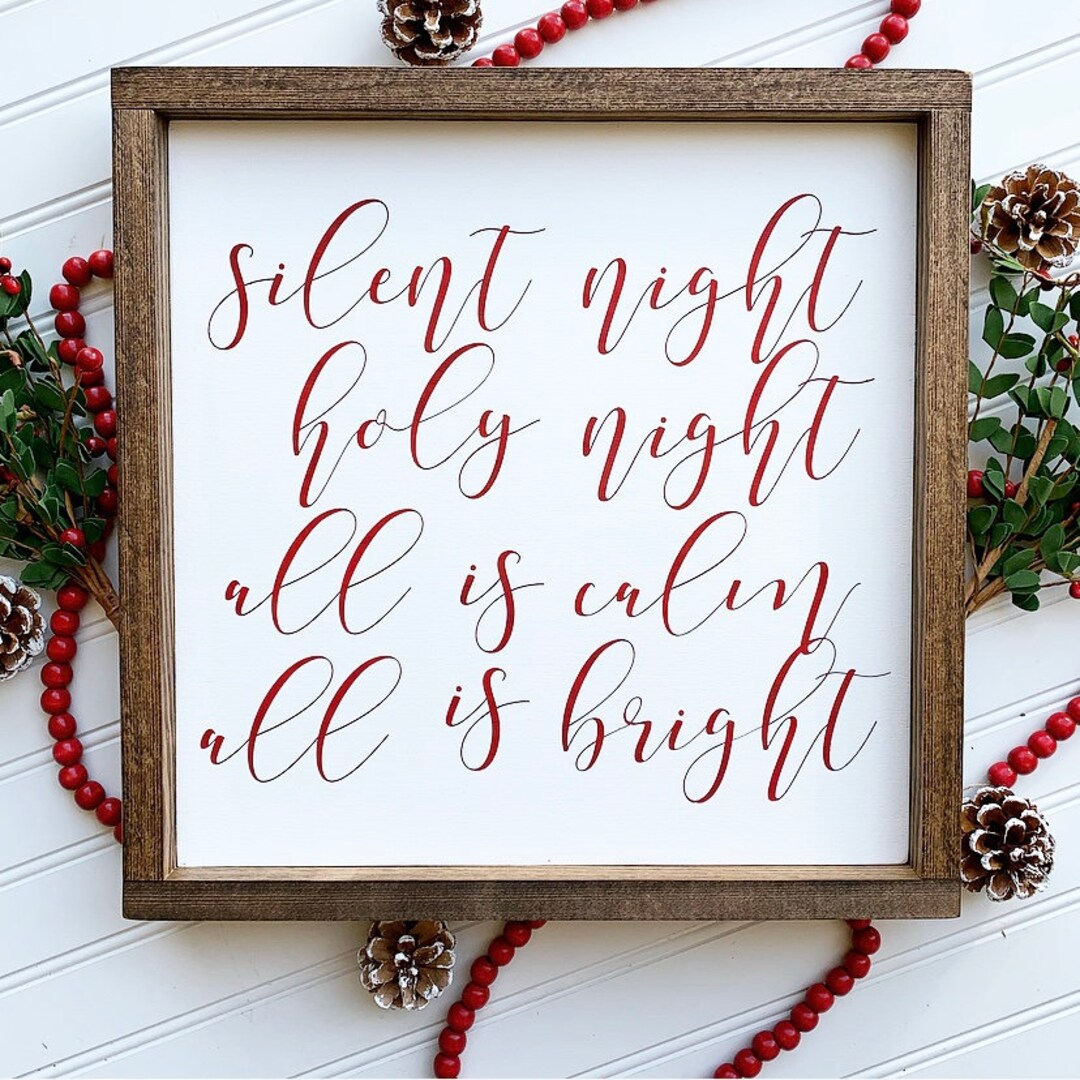 Silent Night Framed Wood Sign: Christmas Decor (16x16) - Etsy