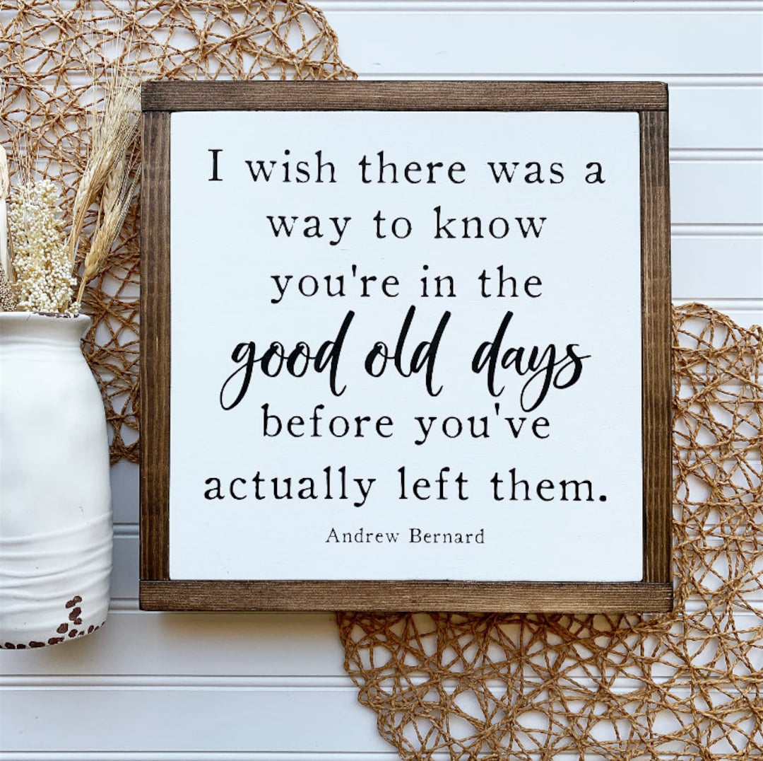 Andy Bernard Quote, the Good Old Days, the Office Decor, Framed Wood ...