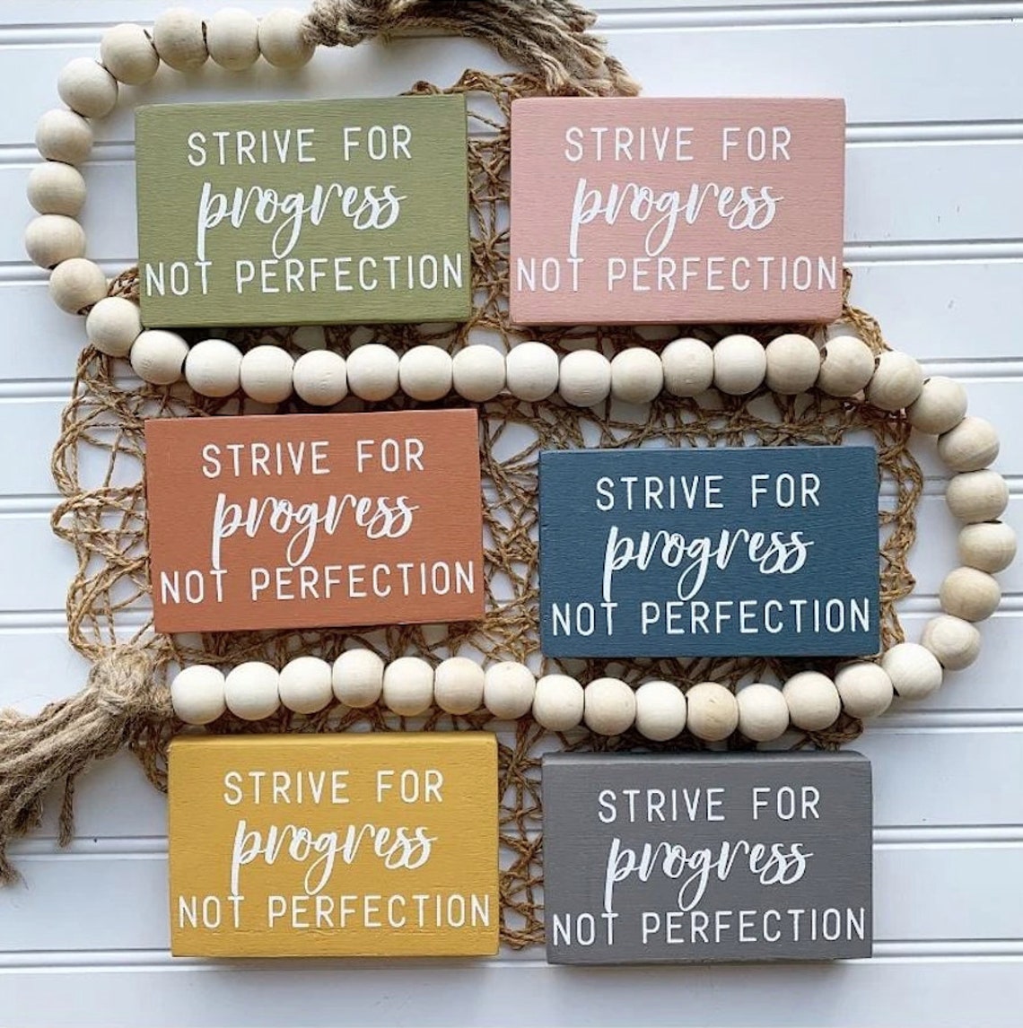 Progress Not Perfection Mini Wood Sign Mini Shelf Sign - Etsy