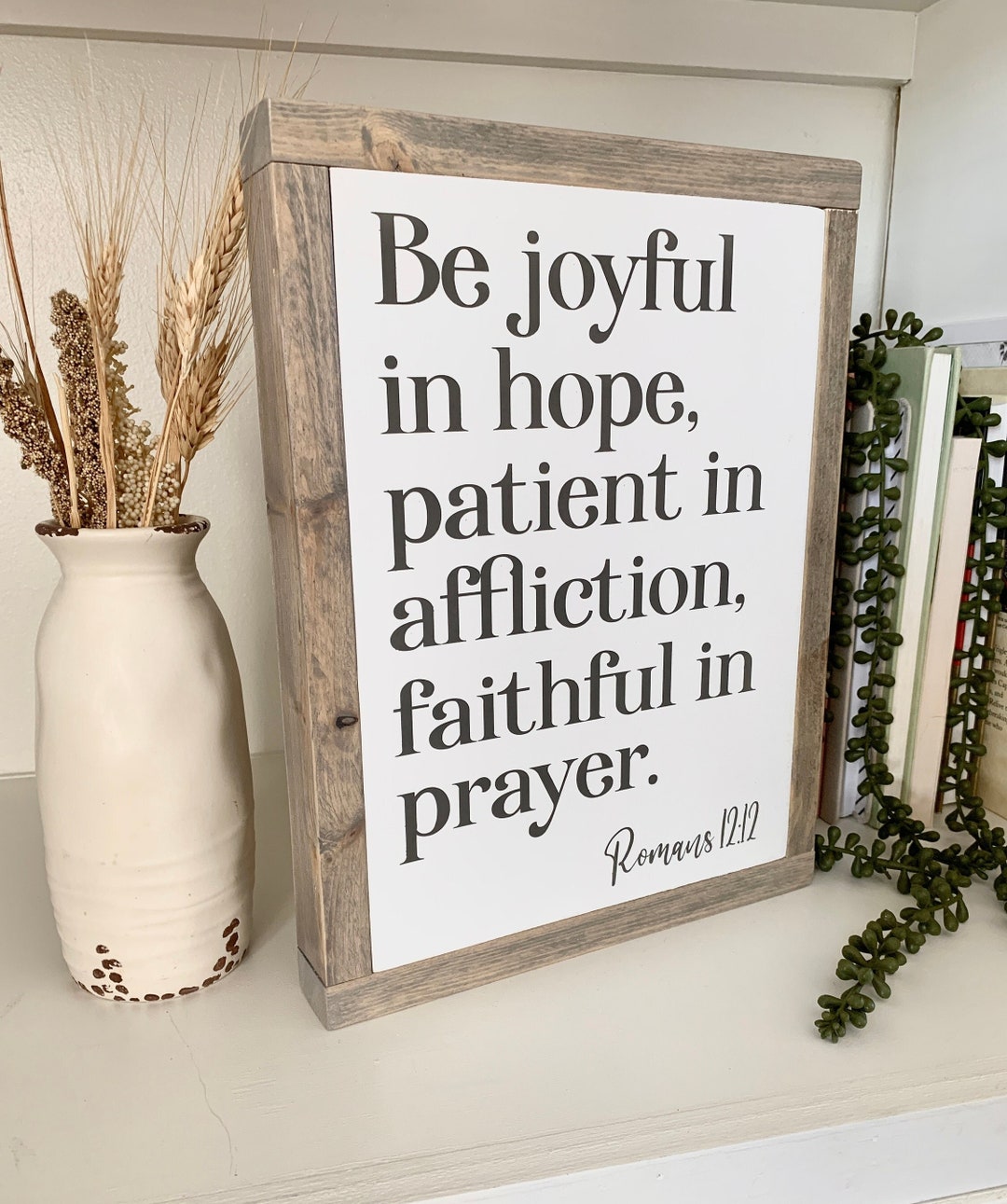 Bible Verse Sign, Scripture Wood Sign, Romans 12, Be Joyful in Hope ...