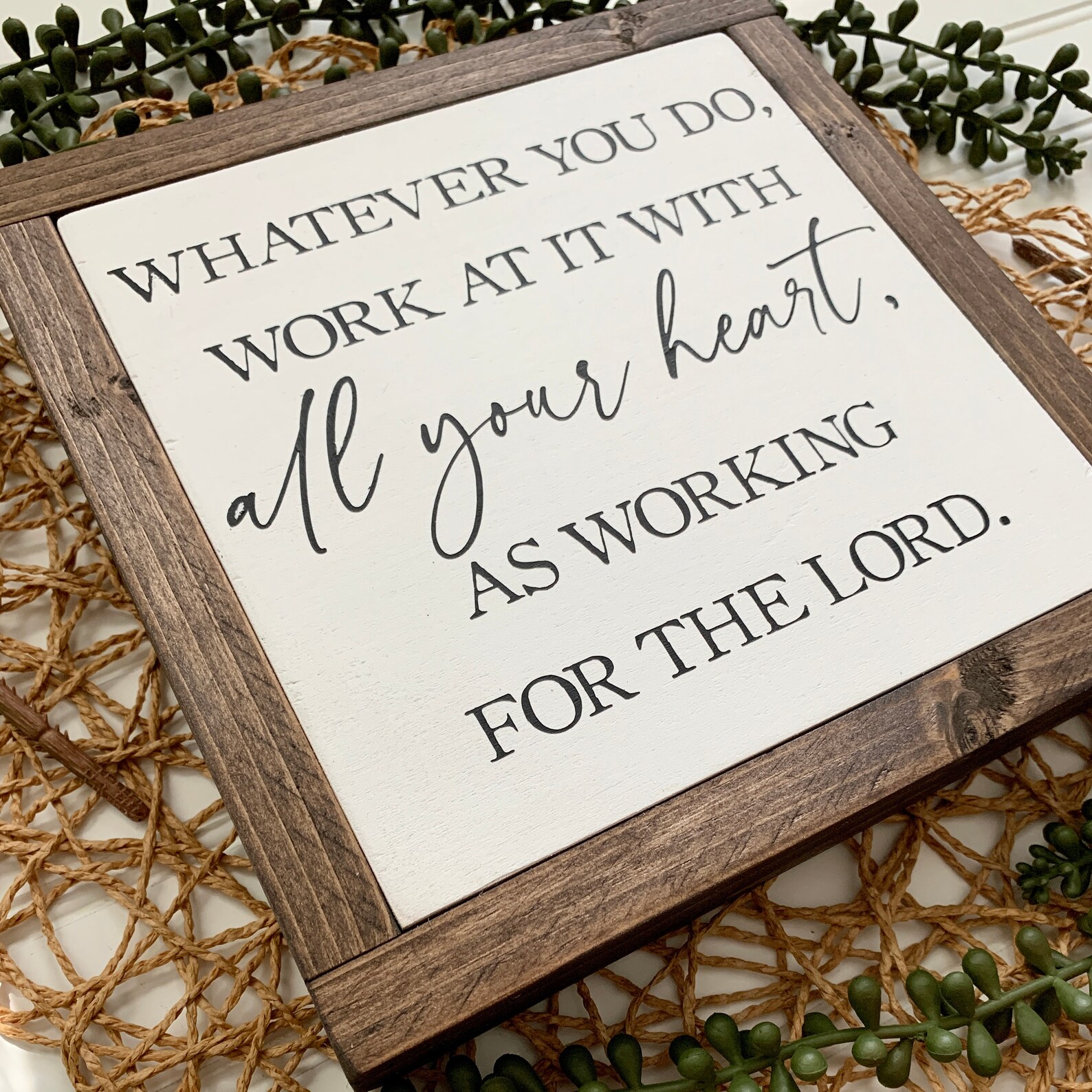 Christian Office Sign, Scripture Wall Art, Farmhouse Wood Sign, Working ...