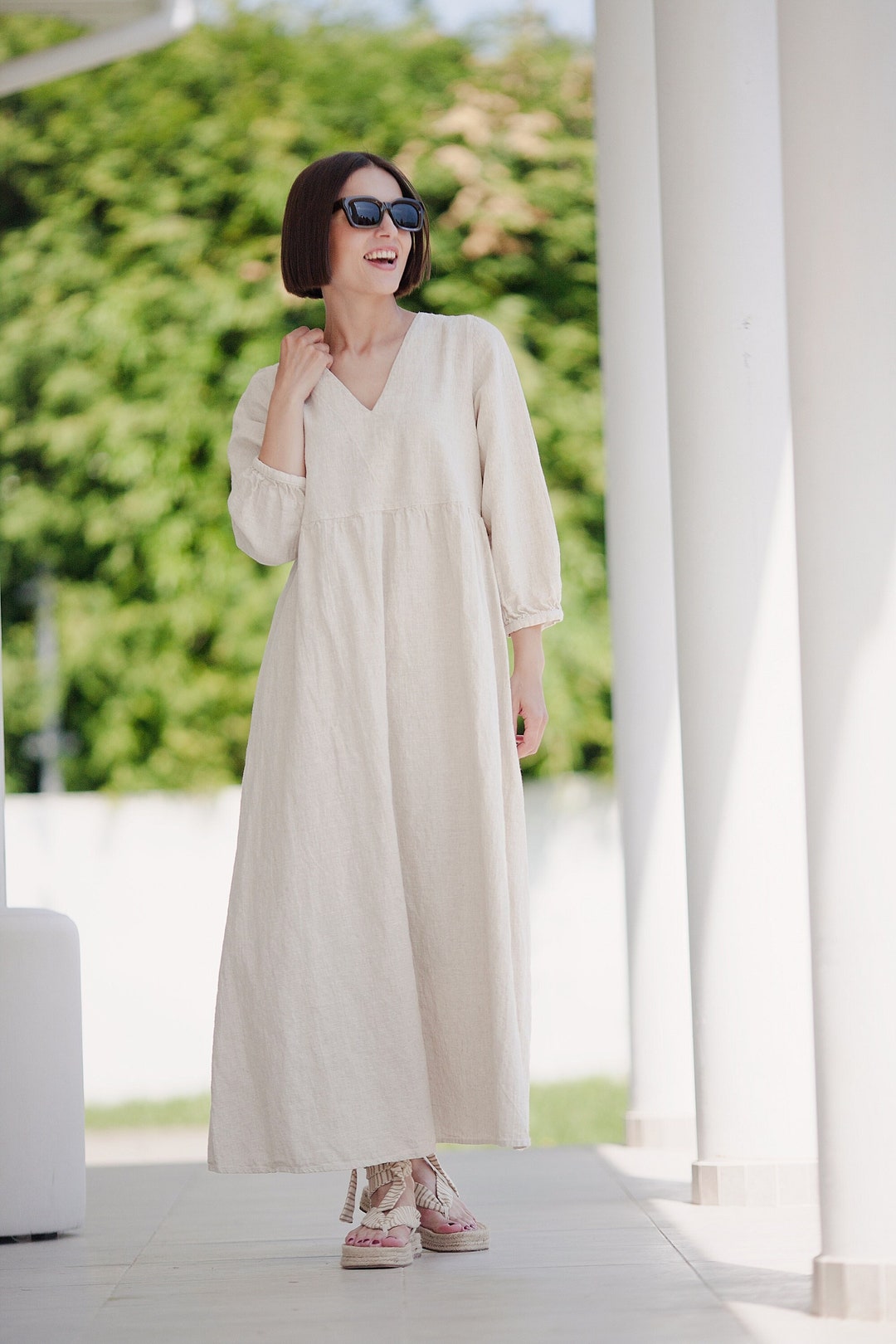 Linen Long Dress Maxi Linen Dress Oversized Soft Natural Linen Dress ...