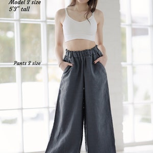 Wide Linen PANTS Handmade Linen Pants Wide Leg Stonewashed Soft Organic ...