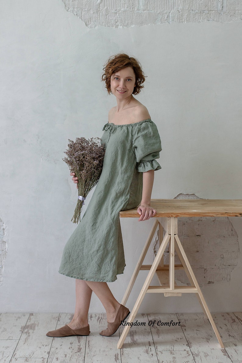 Linen Dress. Elegant Linen Dress Available in 30 Color. Comfy - Etsy