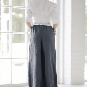 Wide Linen PANTS Handmade Linen Pants Wide Leg Stonewashed Soft Organic ...