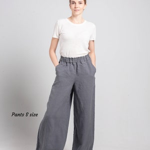 Wide Linen PANTS Handmade Linen Pants Wide Leg Stonewashed Soft Organic ...