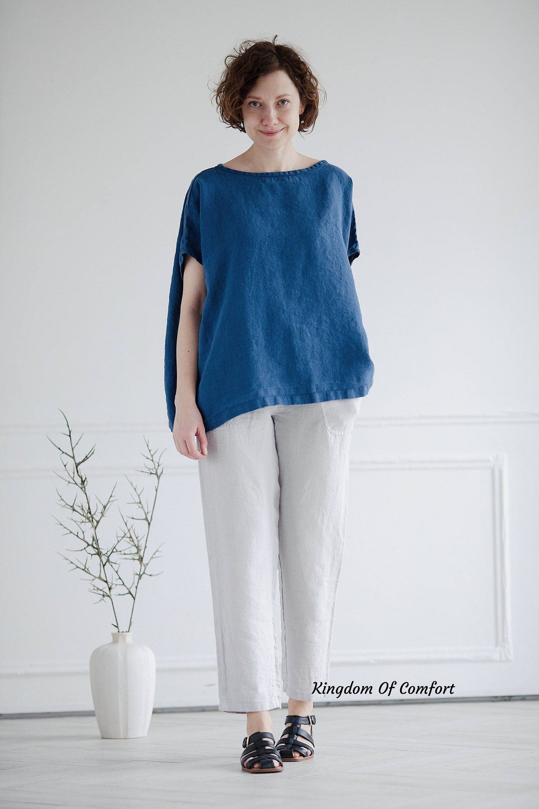 Top en lin manches courtes TOP en lin carré disponible en 30 couleurs ...