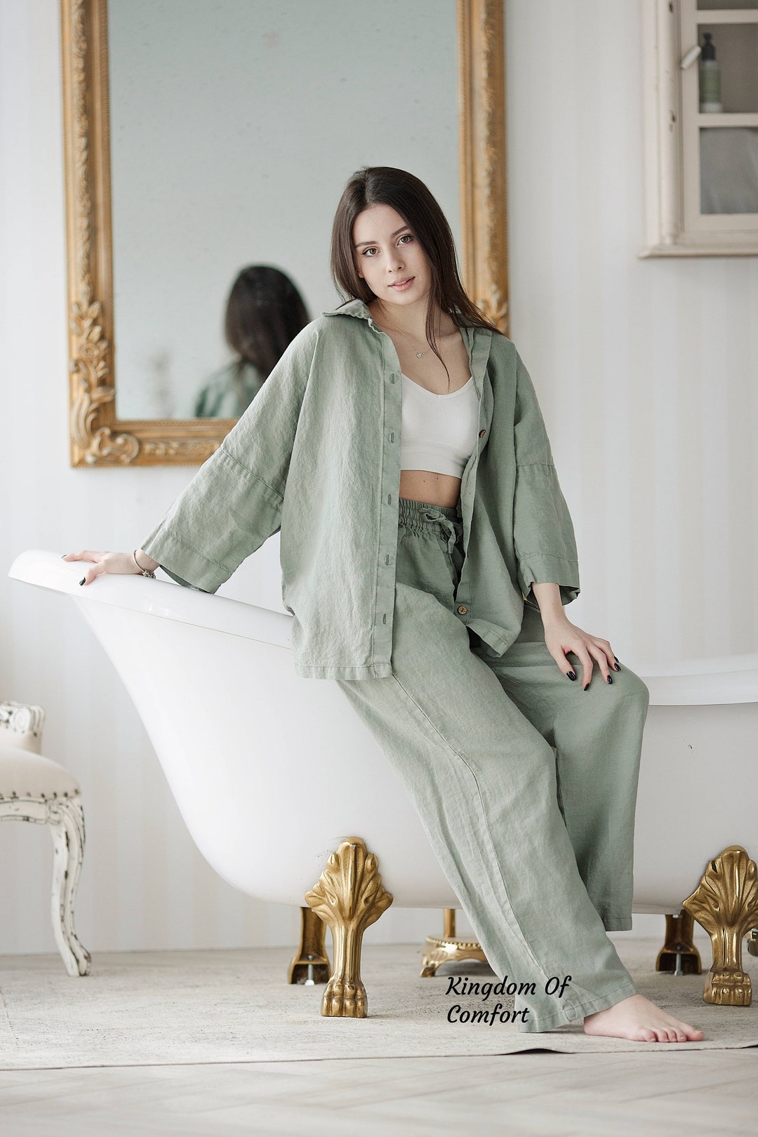 Linen PAJAMA Loose Comfortable Linen Pajama Set Linen Sleepwear Linen ...