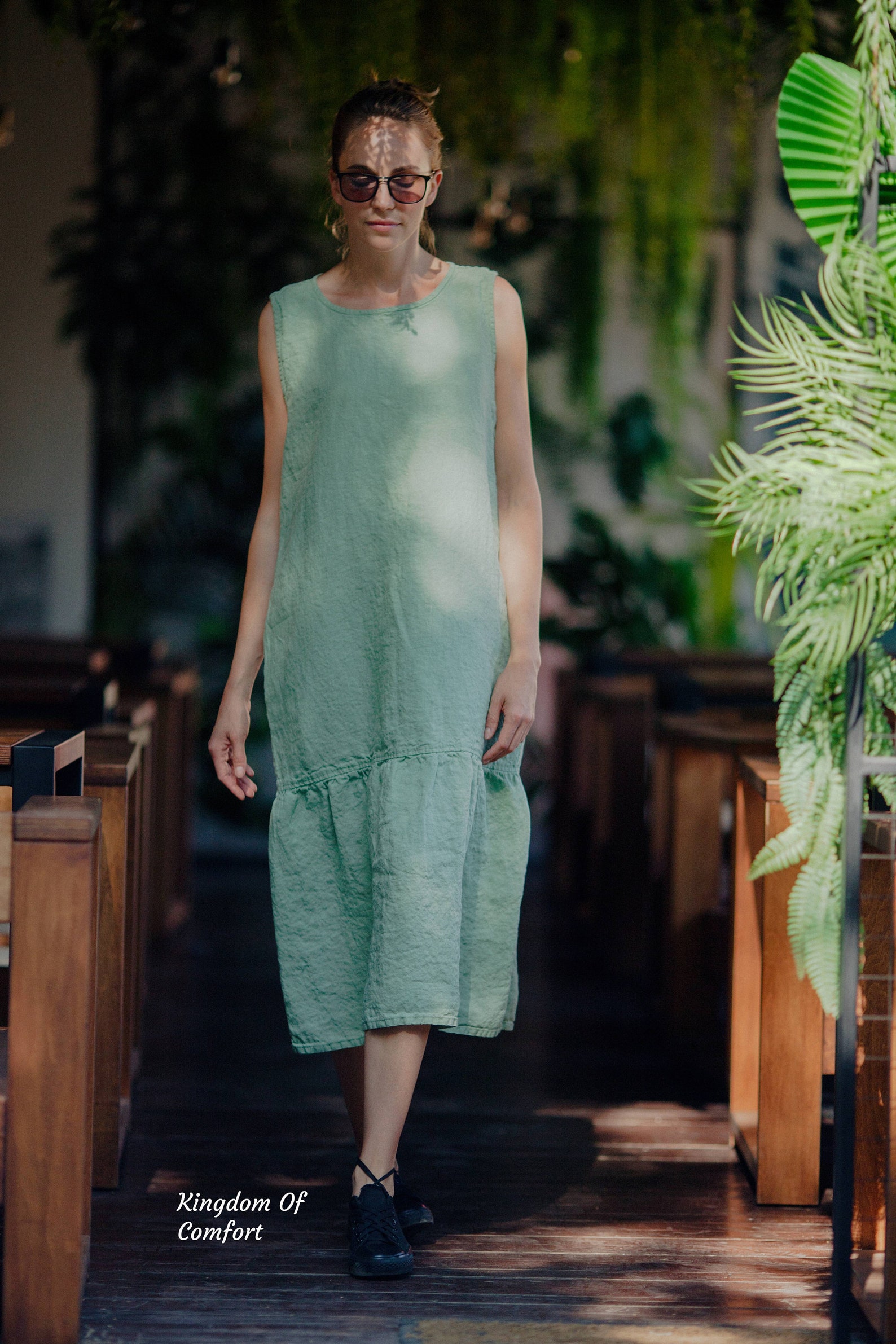 Soft Linen Dress Ruffled Linen Dress Maxi Length Sleeveless - Etsy