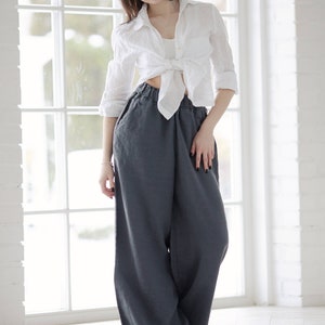 Wide Linen PANTS Handmade Linen Pants Wide Leg Stonewashed Soft Organic ...