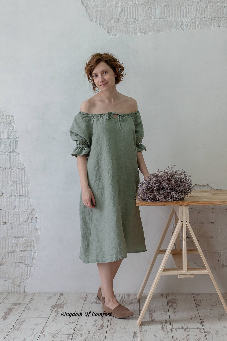 Linen Dress. Elegant Linen Dress Available in 30 Color. Comfy - Etsy
