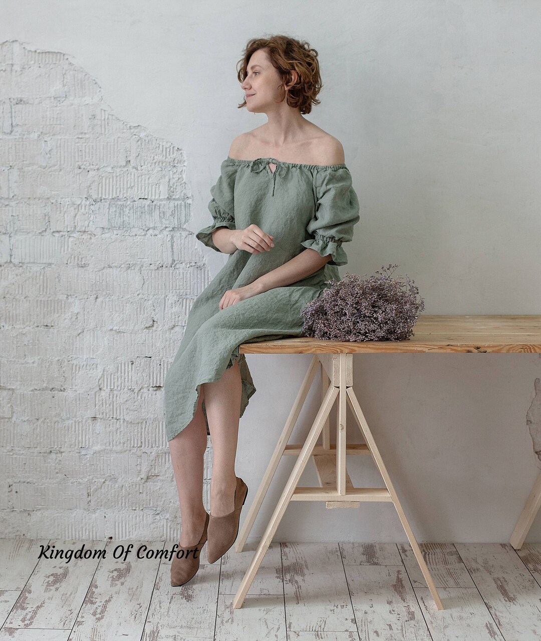 Linen Dress. Elegant Linen Dress Available in 30 Color. Comfy - Etsy