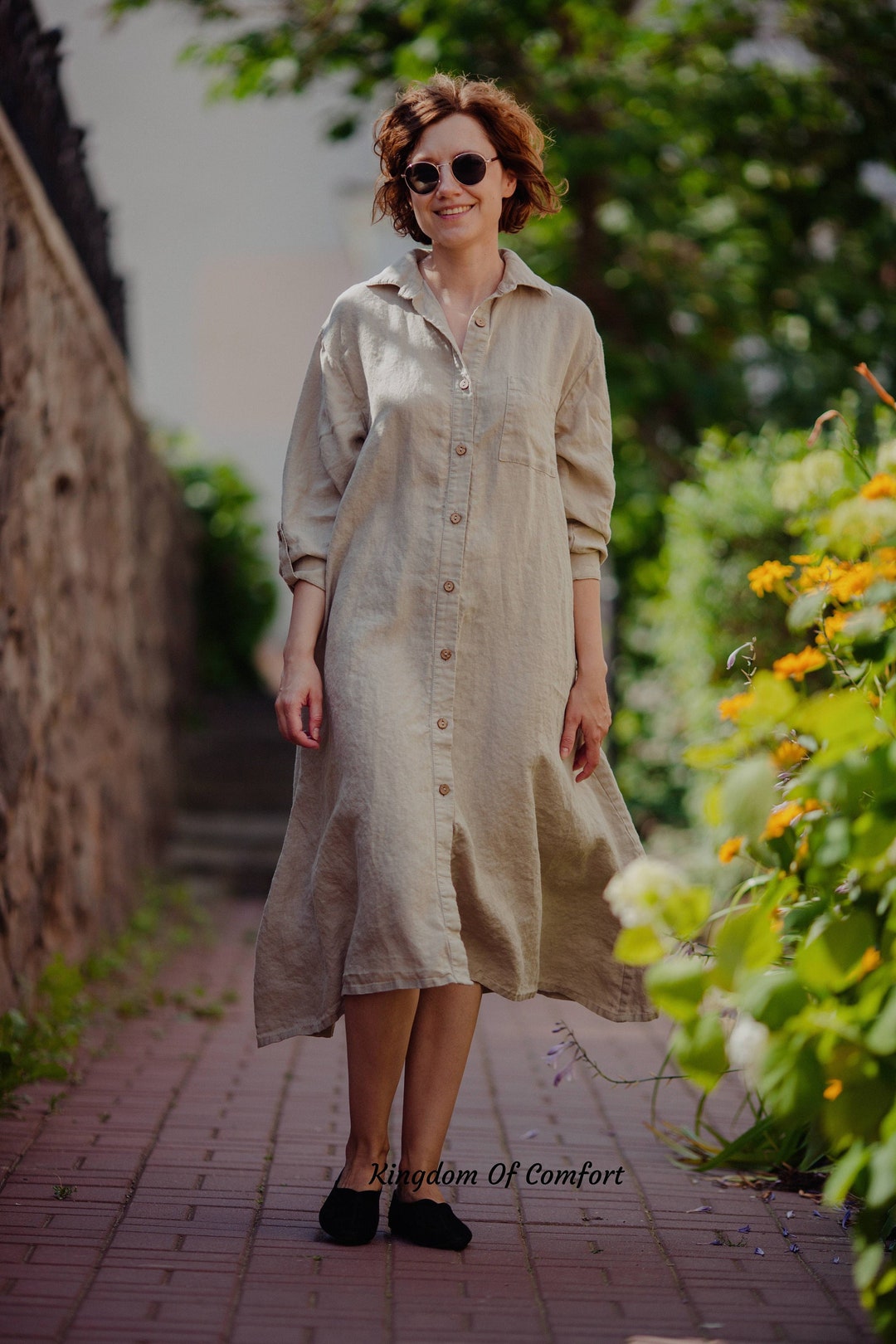 Linen SHIRT Women Long Linen Shirt Linen Tunic Handmade Linen Dress ...