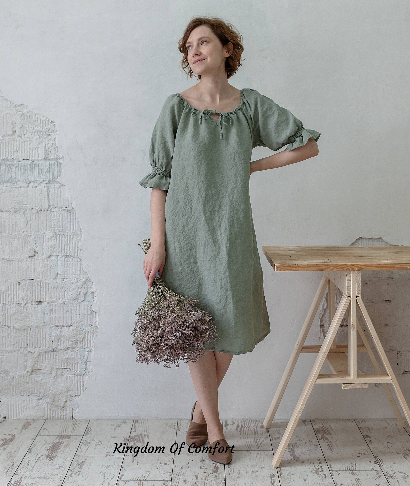 Linen Dress. Elegant Linen Dress Available in 30 Color. Comfy - Etsy
