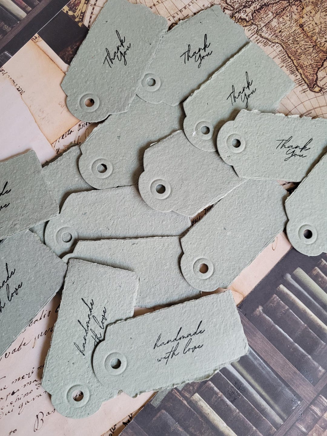 10 Handmade Green Gift Tags: Thank You, Handmade With Love, Blank - Etsy