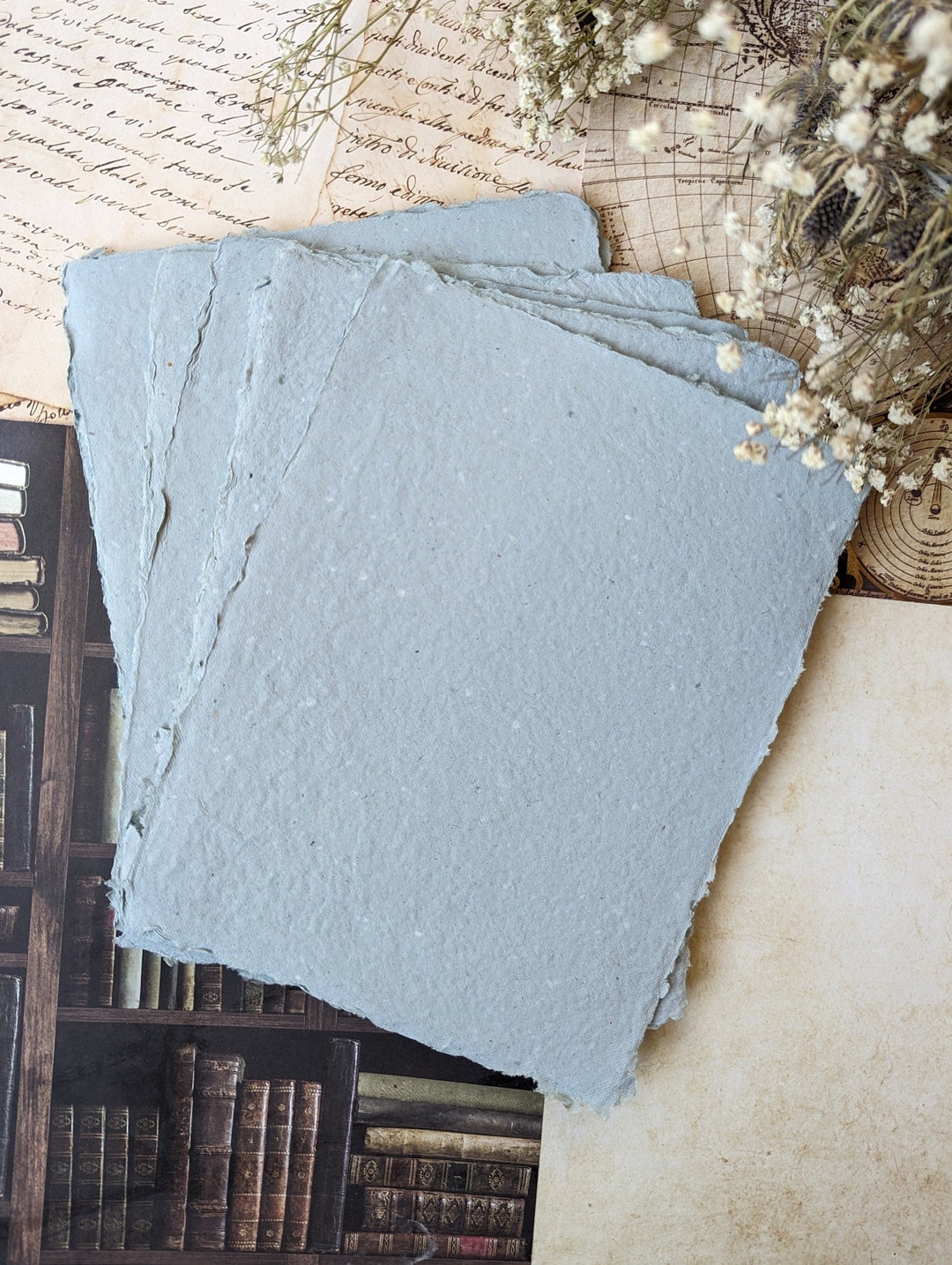 8x6 Handmade Paper Blue Paper Recycled Paper Scrapbooking Junk ...
