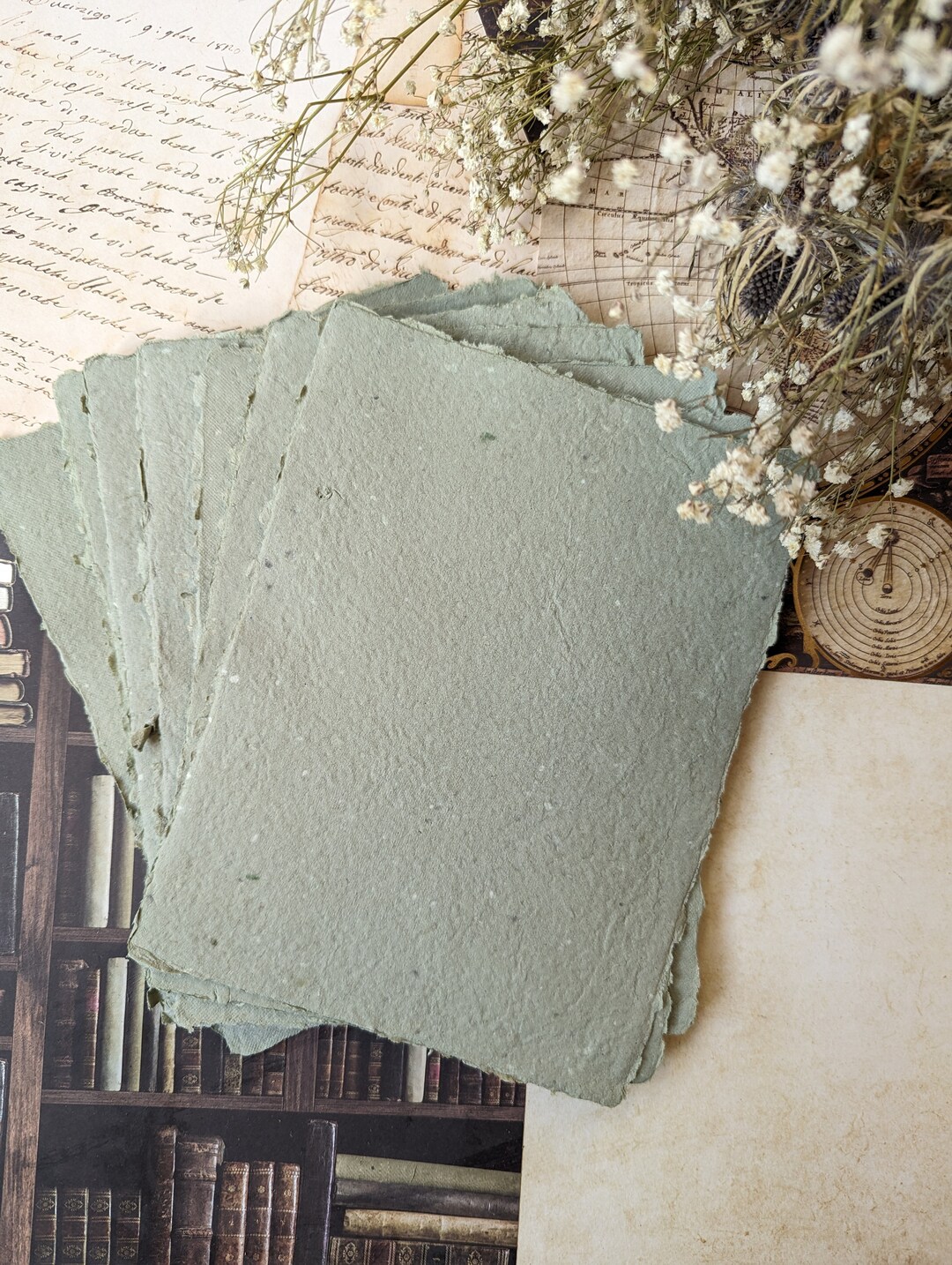 8x6 Handmade Paper Green Paper Recycled Paper Scrapbooking Junk ...