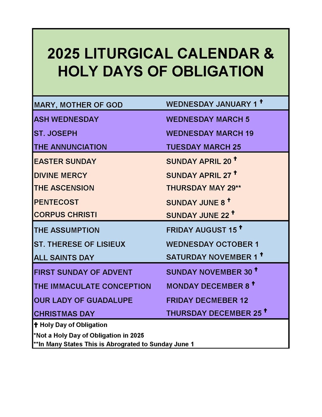 2025 Liturgical Calendar Sticker - Etsy