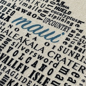 Maui Typography Map Throw Pillow 15x15 Linen - Etsy