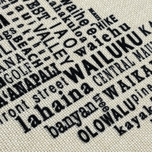 Maui Typography Map Throw Pillow 15x15 Linen - Etsy