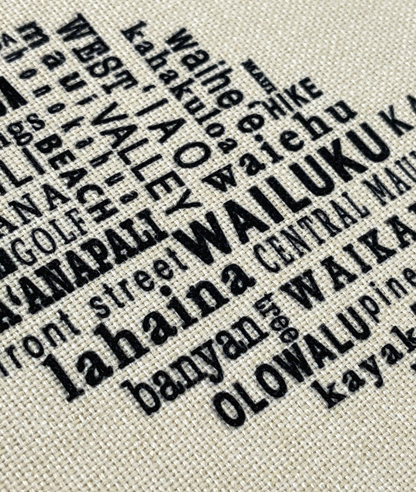 Maui Typography Map Throw Pillow 15x15 Linen - Etsy