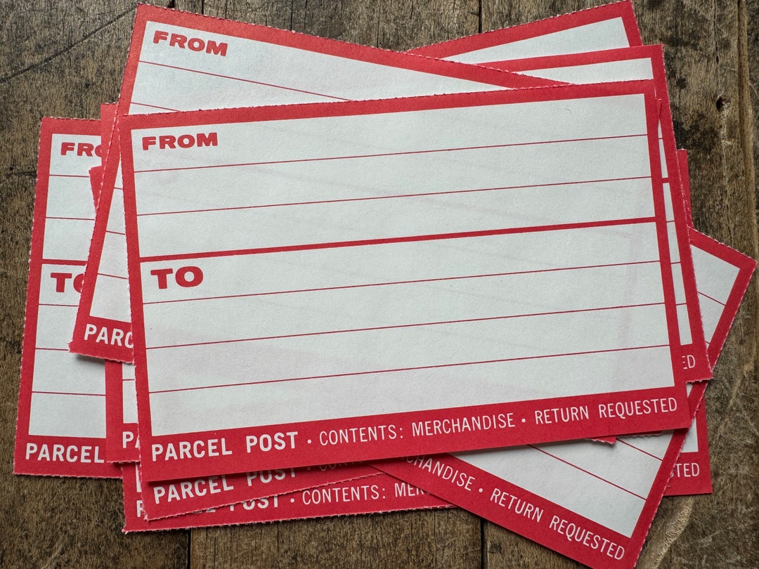 10 Vintage Red & White Parcel Post Labels Paper Crafting Paper Ephemera ...