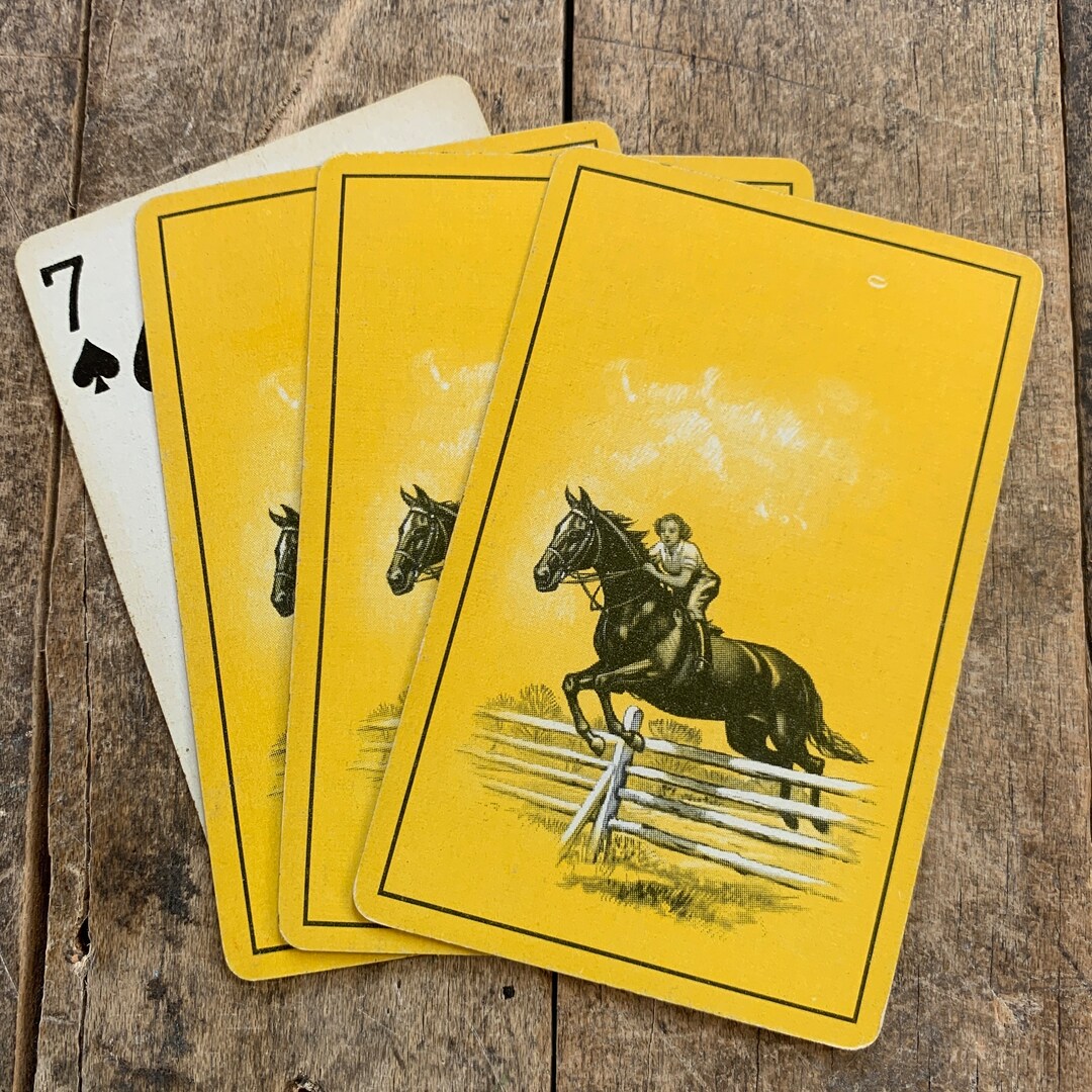 4 Vintage Horse Playing Cards Swap Cards Paper Crafting Paper Ephemera ...