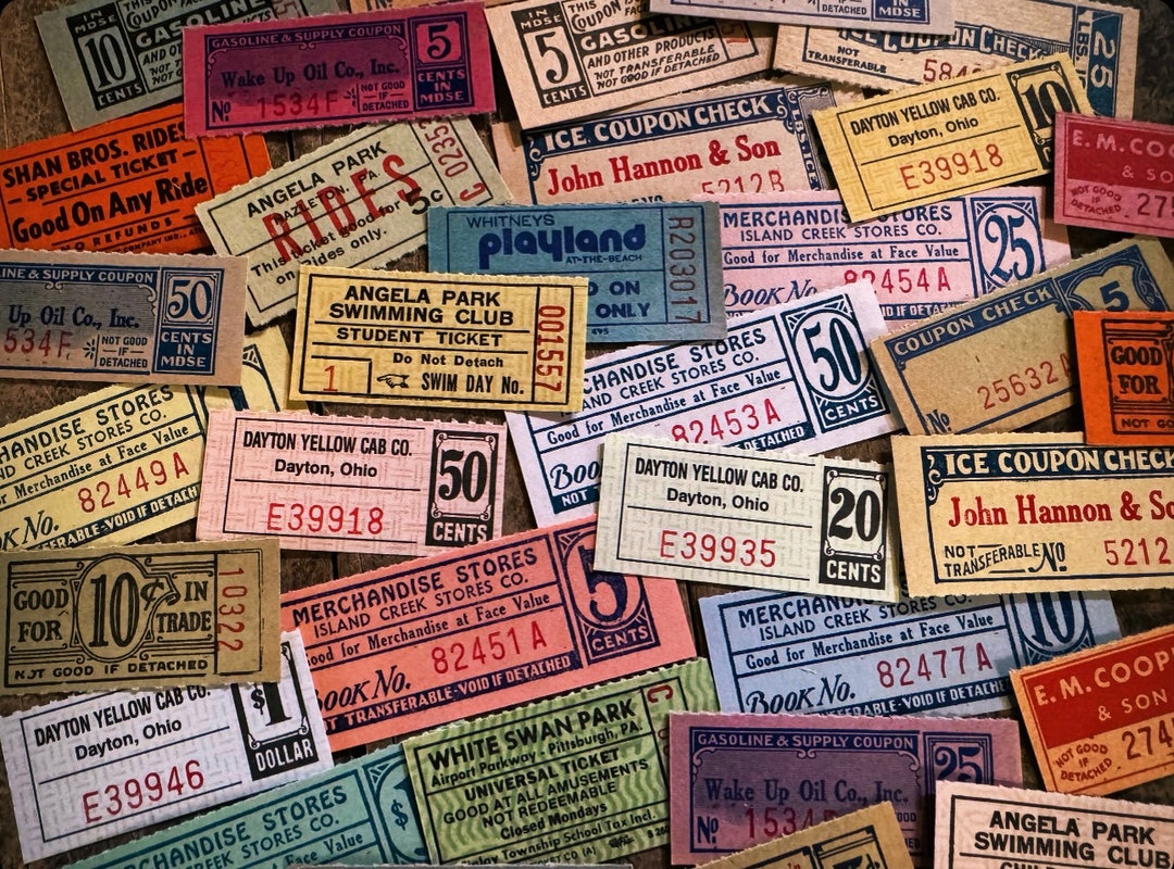 33 Vintage Coupon Book Ticket Assortment Journaling Supplies Ephemera ...