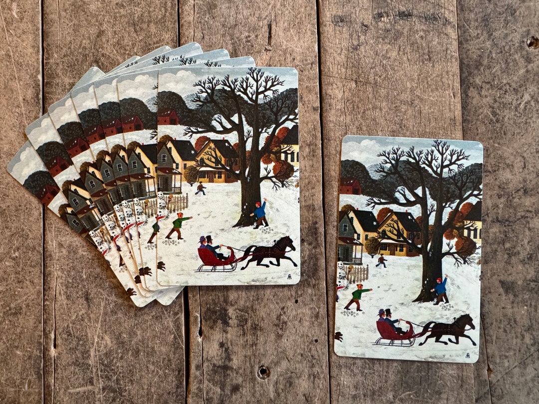 8 Vintage Winter Scene Playing Cards Swap Cards Paper Crafting Paper ...