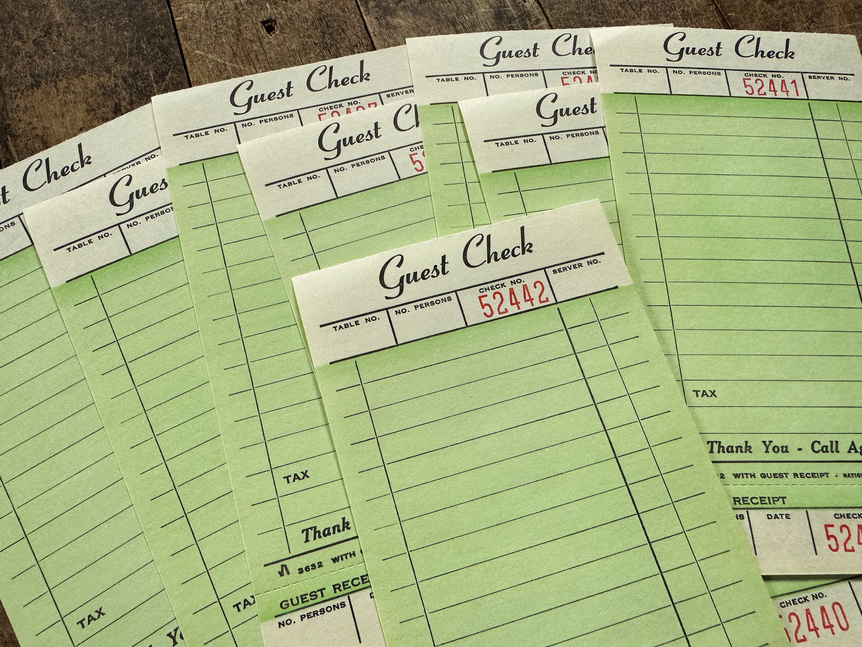 Vintage Green Guest Receipts Guest Checks Paper Crafting Paper Ephemera ...