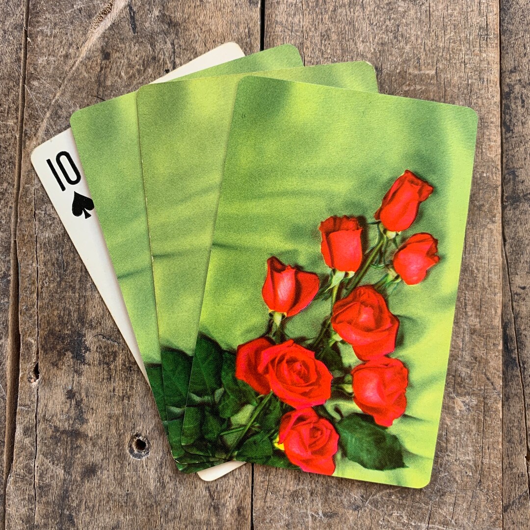 4 Vintage Rose Bouquet Playing Cards Swap Cards Paper - Etsy