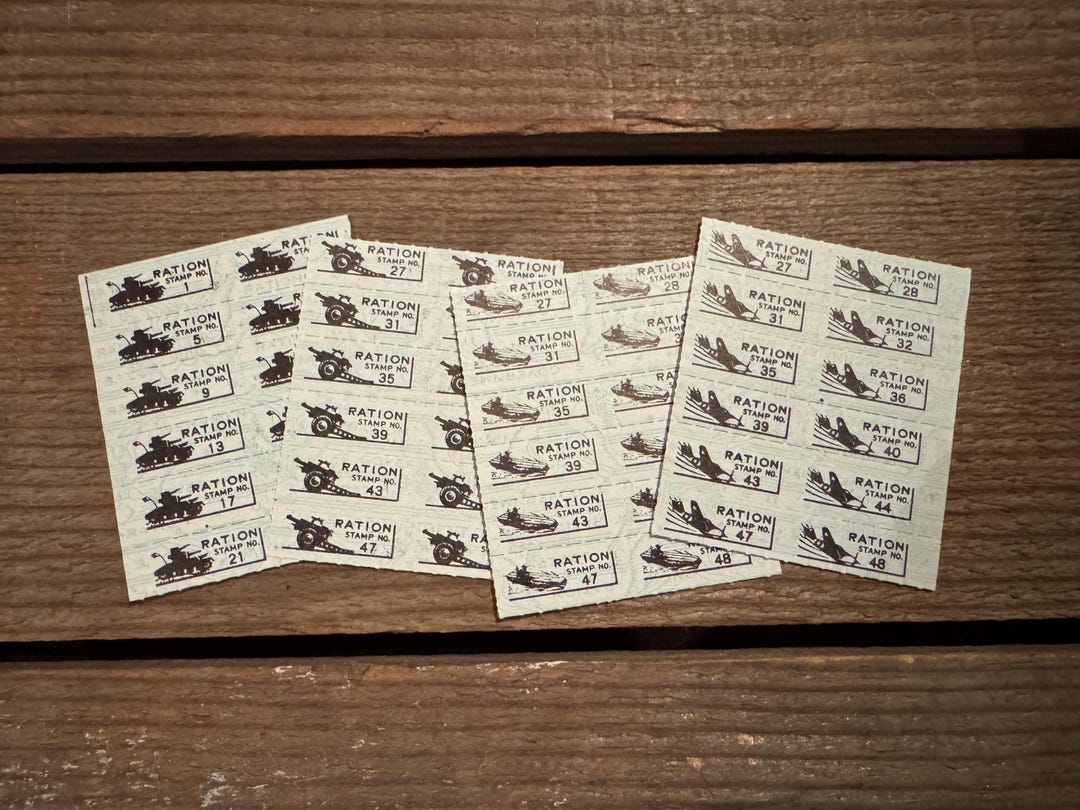 Vintage WWII War Ration Stamps Set of 48 | 12 Each Plane, Ship, Cannon ...