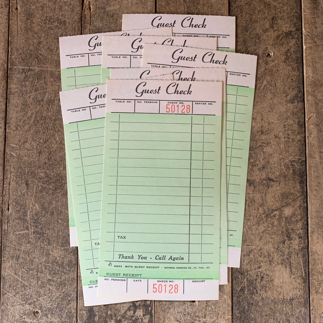 Vintage Green Guest Receipts Guest Checks Paper Crafting - Etsy