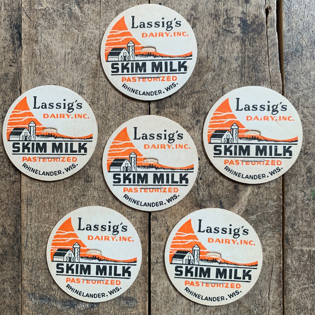 6 Vintage Lassig's Dairy Skim Milk Caps Paper Crafting - Etsy