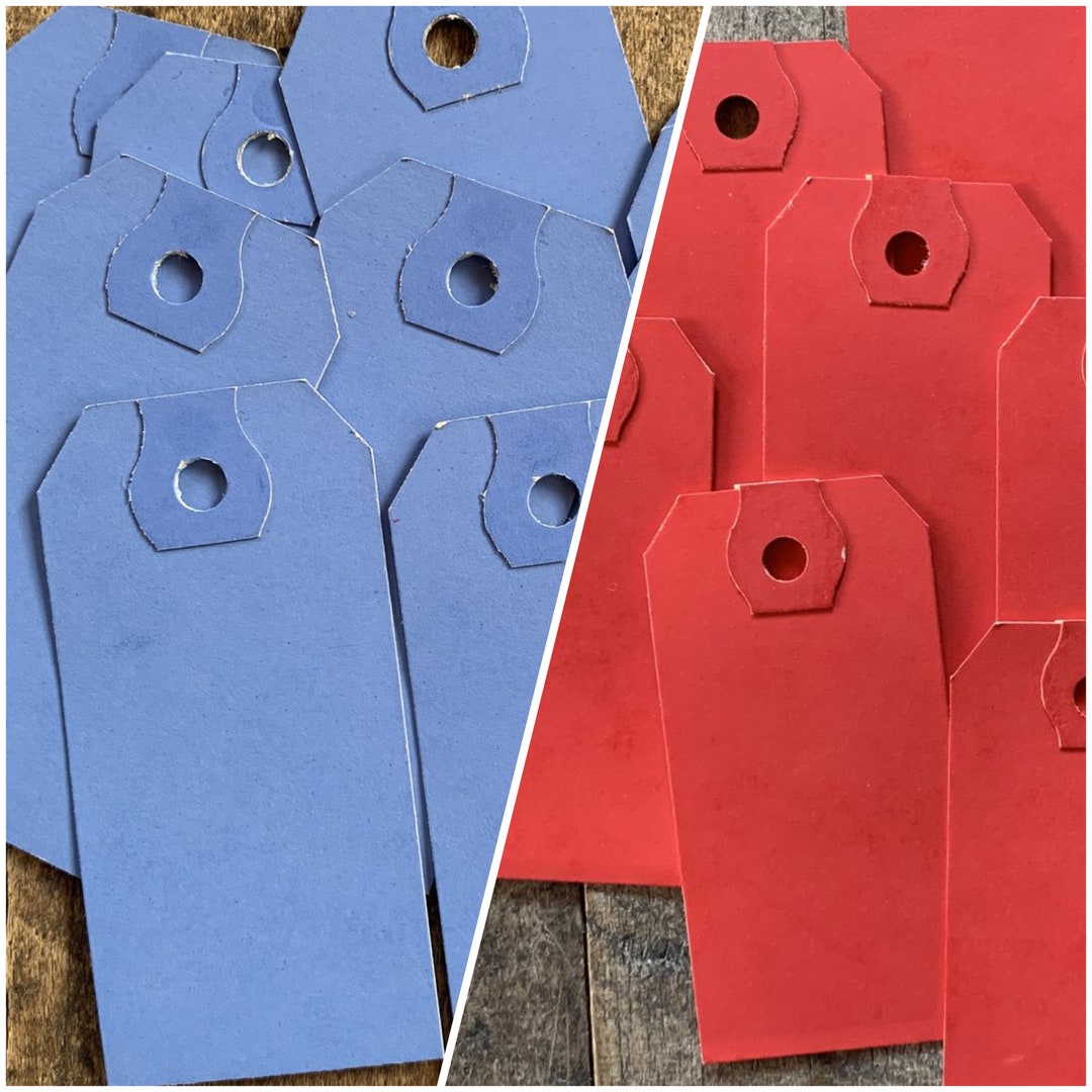 10 Vintage Dennison Red or Blue Hang Tags Paper Crafting Paper Ephemera ...