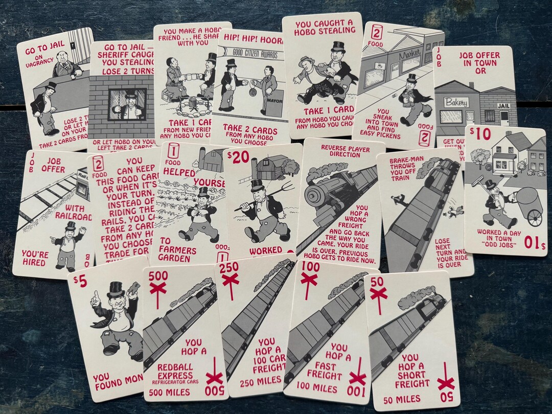 Vintage Hobo Game Cards | Set of 19 | Mid-century Cartoon Style ...