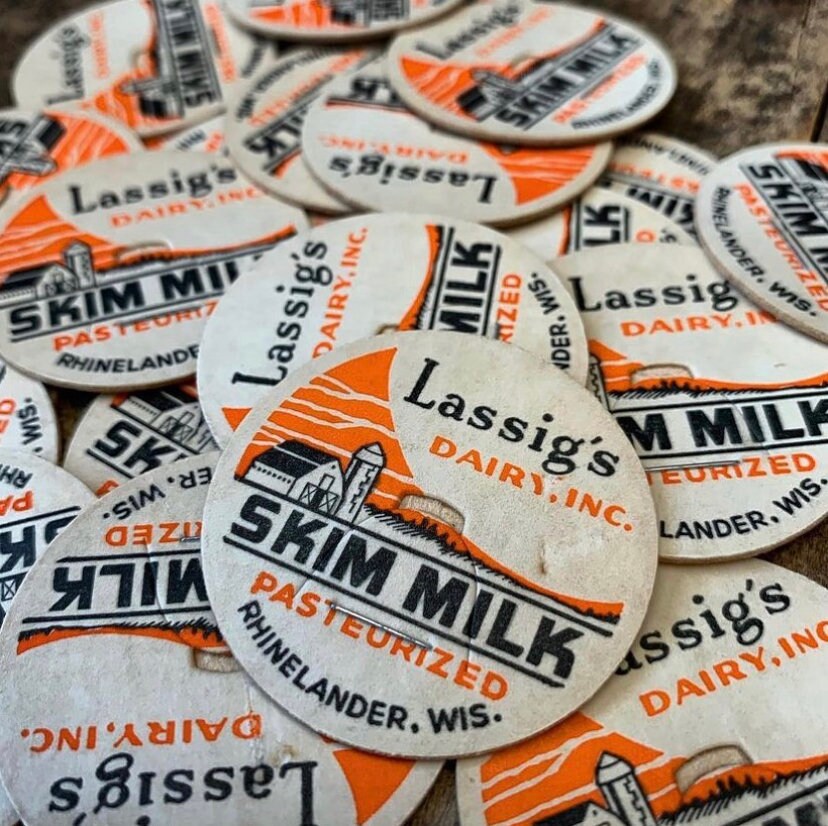 6 Vintage Lassig's Dairy Skim Milk Caps Paper Crafting Paper Ephemera ...