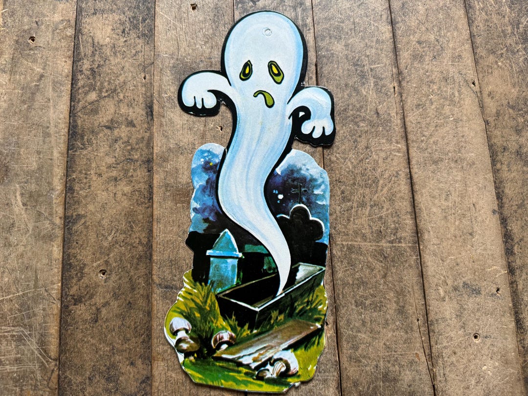 1 Vintage Halloween Ghost Die Cut Paper Crafting Paper Ephemera Junk ...