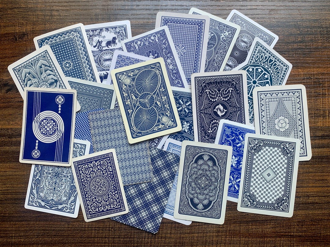 25 Vintage Blue Design Playing Cards - Assortment | Swap Cards | Paper ...