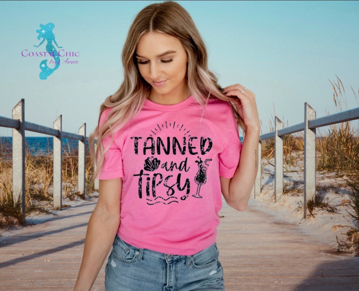 Tanned and Tipsy Shirt Beach Shirts for Women Women Beach - Etsy