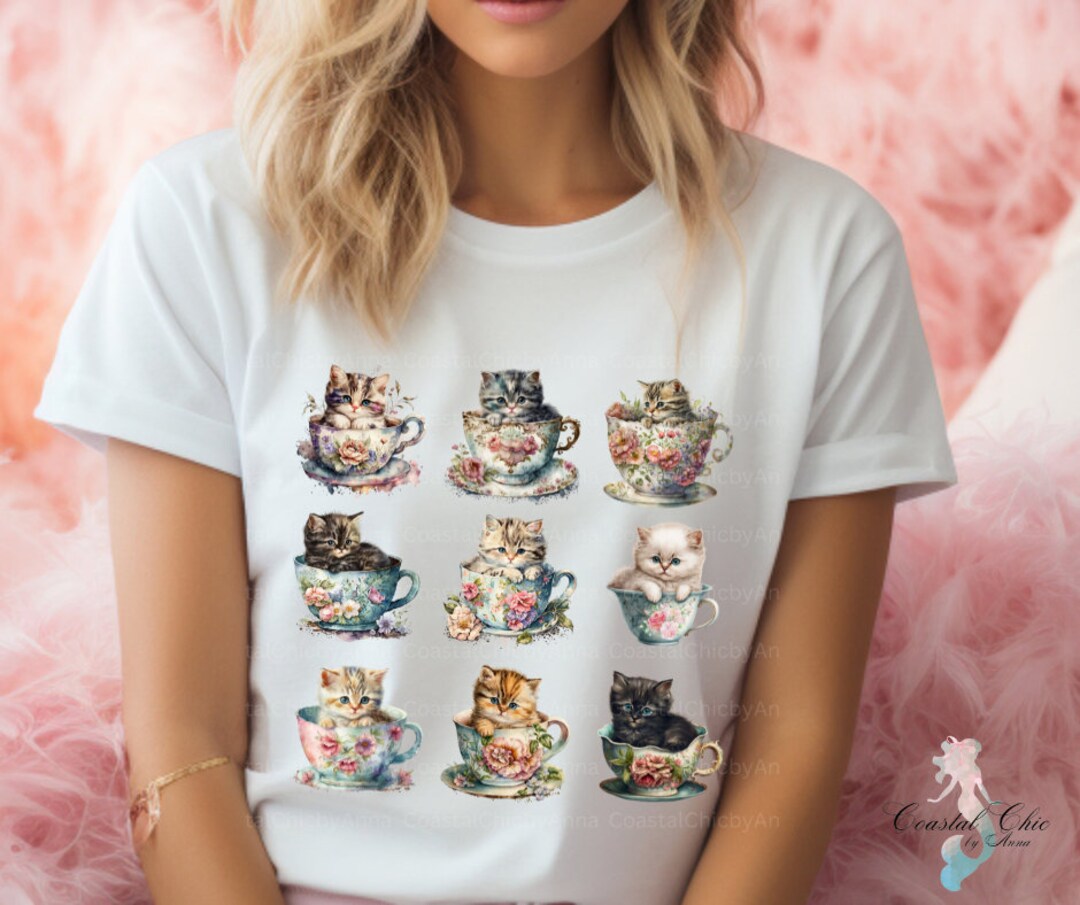 Cats Teacup T-shirt, Teacup T-shirt, Cat Lover T-shirt, Cats and ...