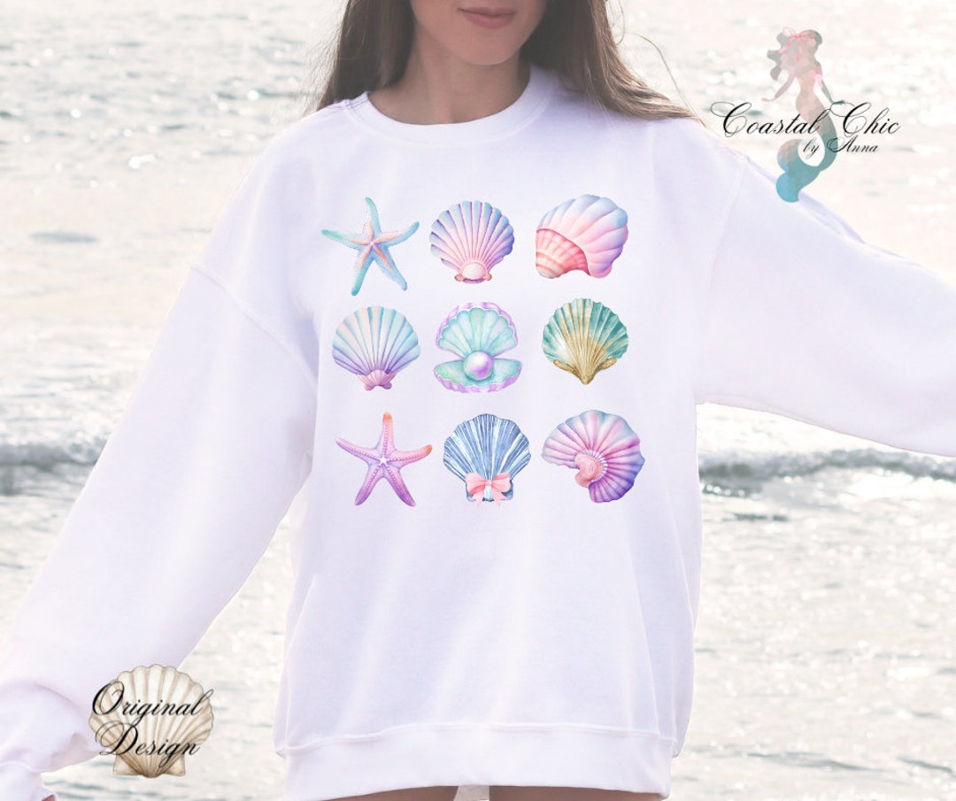Seashells Sweatshirt, Pretty Seashells Sweatshirt, Mermaid Sweatshirt ...