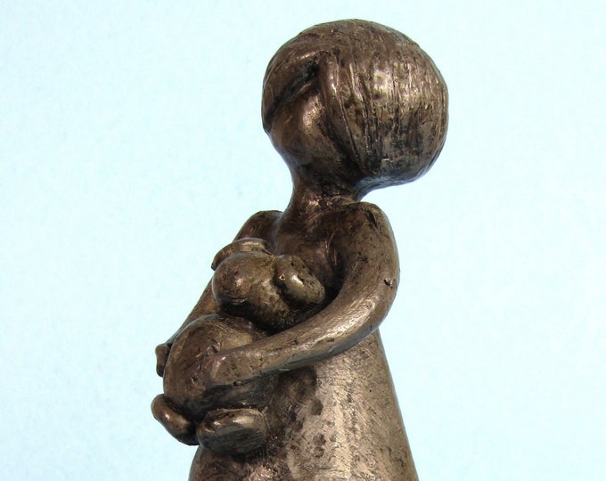 William Lattimer Little People Sculpture Little Girl Hugging Teddy Bear ...