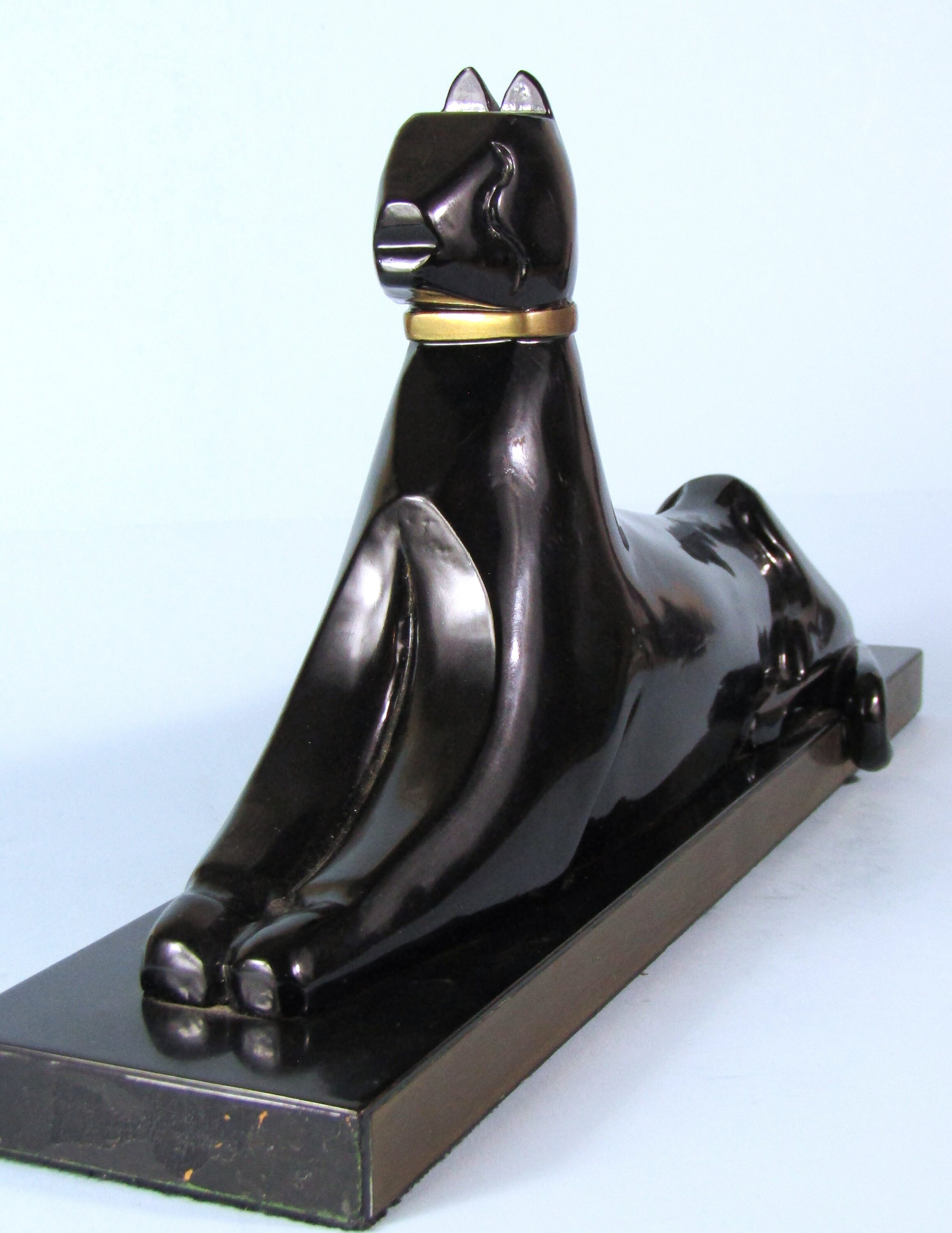 Mid-century Modern Sphinx-like Black Cat Statue Dara International 1983 ...